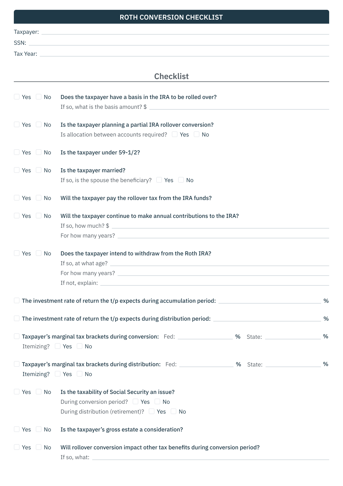 Roth IRA Conversion Checklist | TaxBuzz